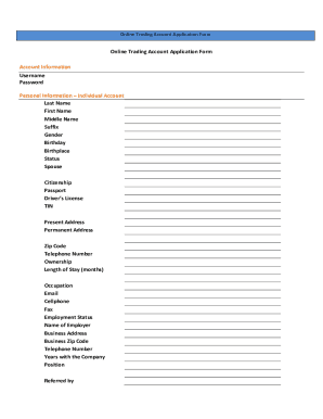 Fillable Online Online Trading Account Application Form Fax Email Print ...