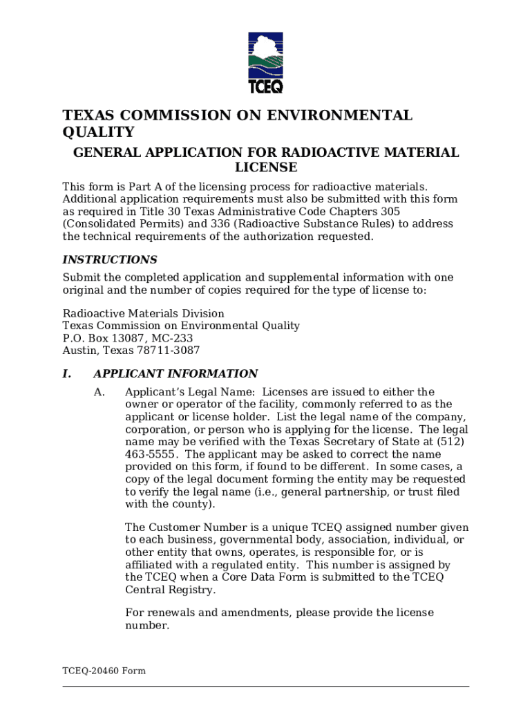This is Part A of the licensing process for radioactive materials Doc ...