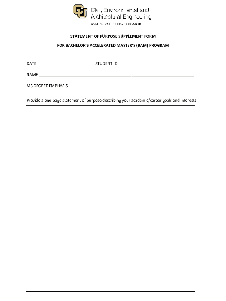 Fillable Online STATEMENT OF PURPOSE SUPPLEMENT FORM FOR BACHELORS ...