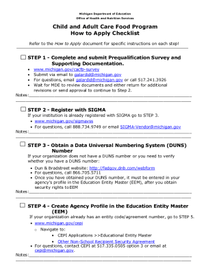 Fillable Online CACFP How to Apply Checklist Fax Email Print - pdfFiller