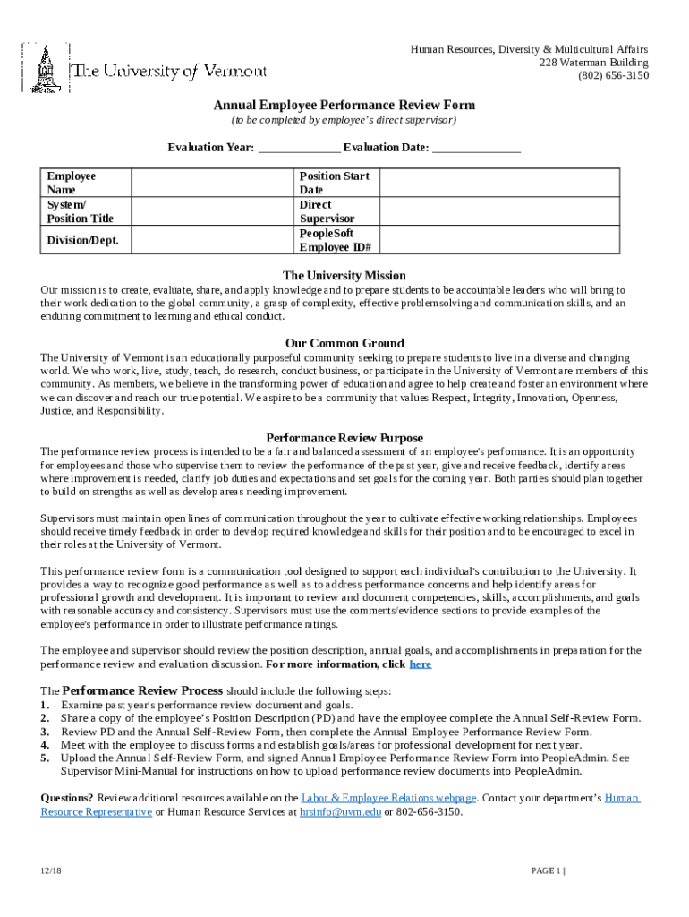 Employee Self Review Template - Human Resources Diversity ... Doc ...