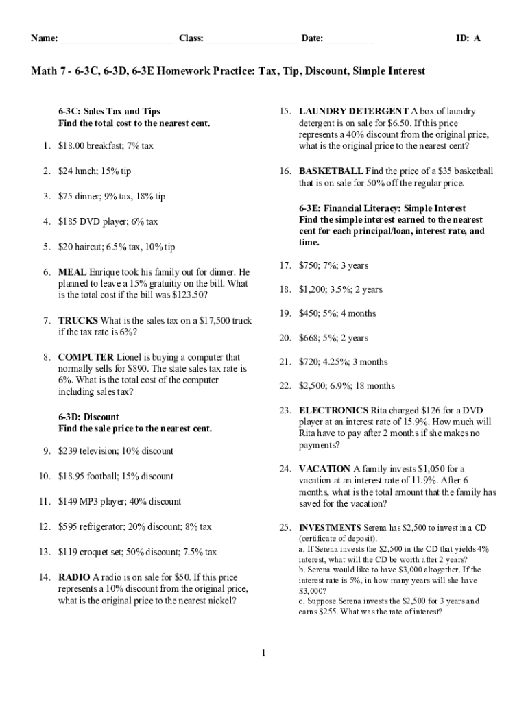 Sales Tax And Tip Worksheet 7th Grade Further Style Fill And Sign Sales Tax And Tip Worksheet 7th Grade Further Style Fill And Sign
