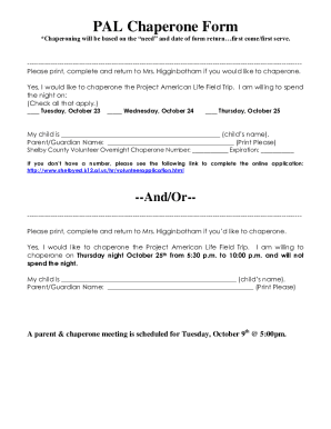 Fillable Online Chaperone Trip Information Letter Template Fax Email Print - pdfFiller