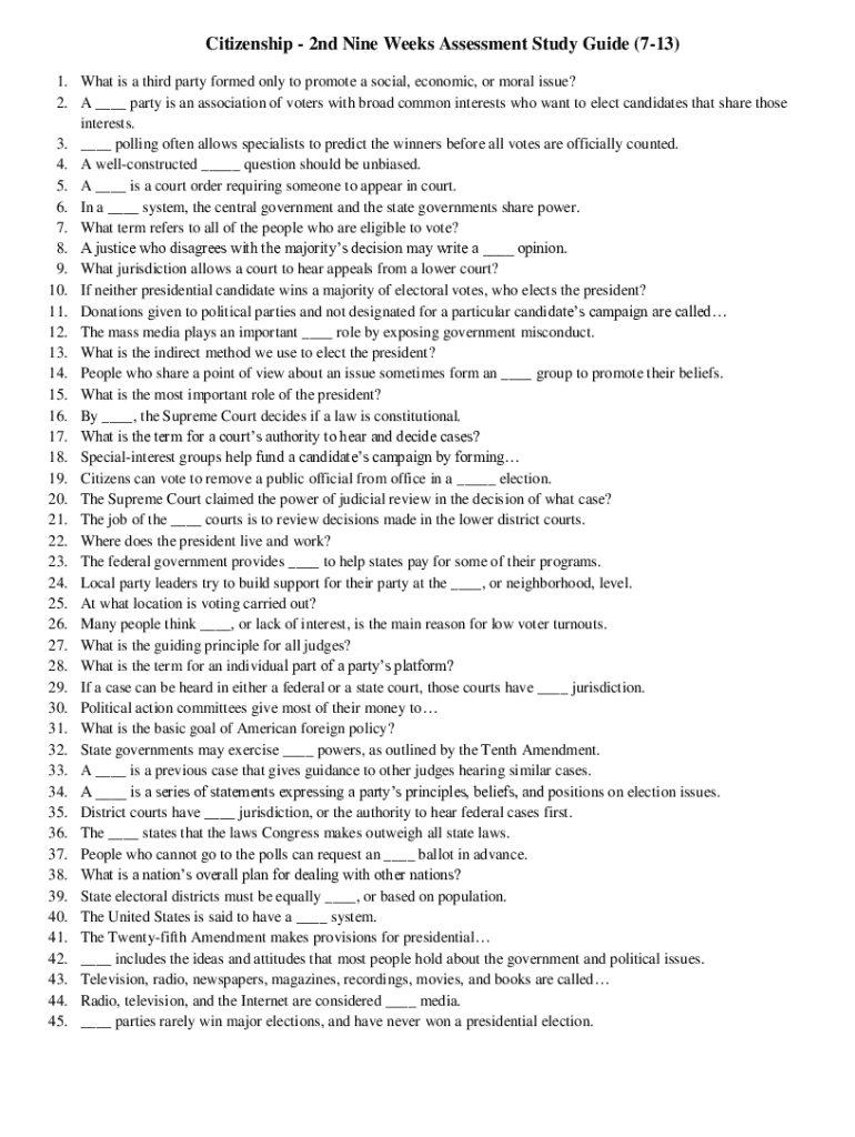 Fillable Online 1 02 what is citizenship assessment Fax Email Print ...