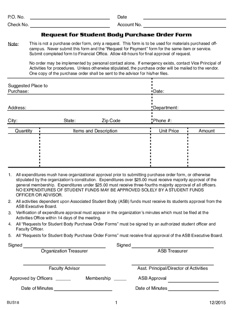 Fillable Online Purchase Order vs. Check RequestFinance ...Purchase Order Request Form Template ...