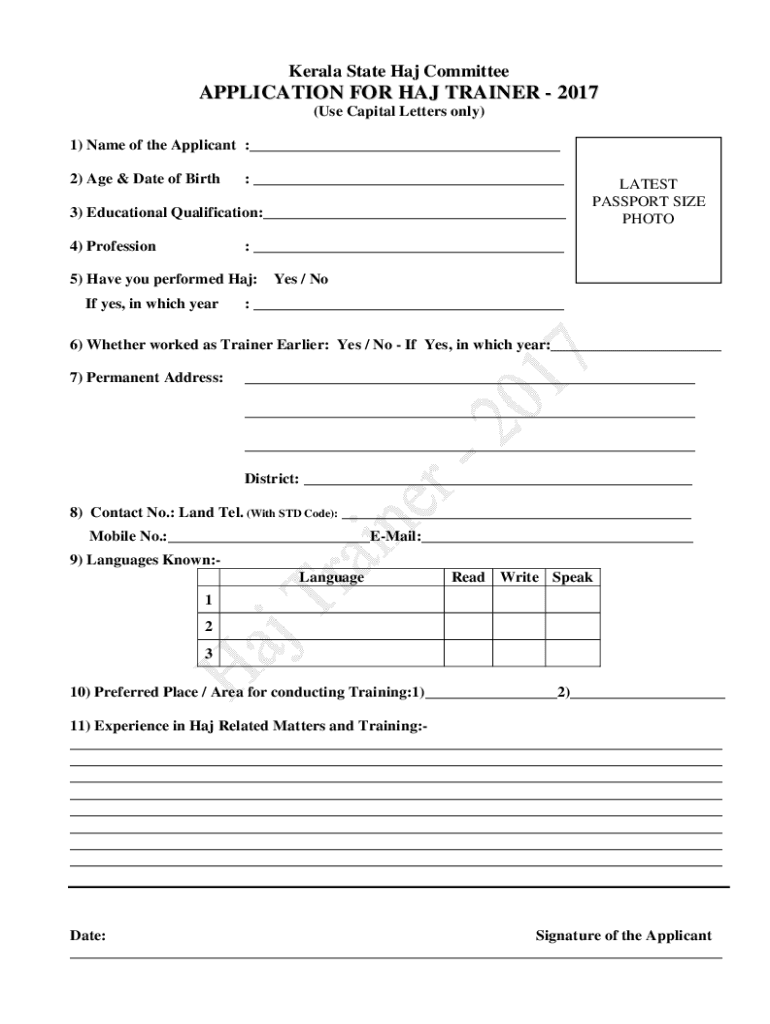 Haj Trainer Login - Fill Online, Printable, Fillable, Blank | pdfFiller