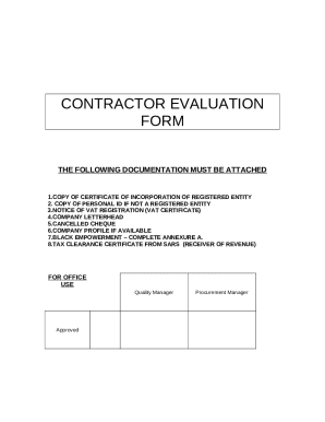 Standard Contractor Evaluation - Edit, Fill, Sign Online ... Doc ...