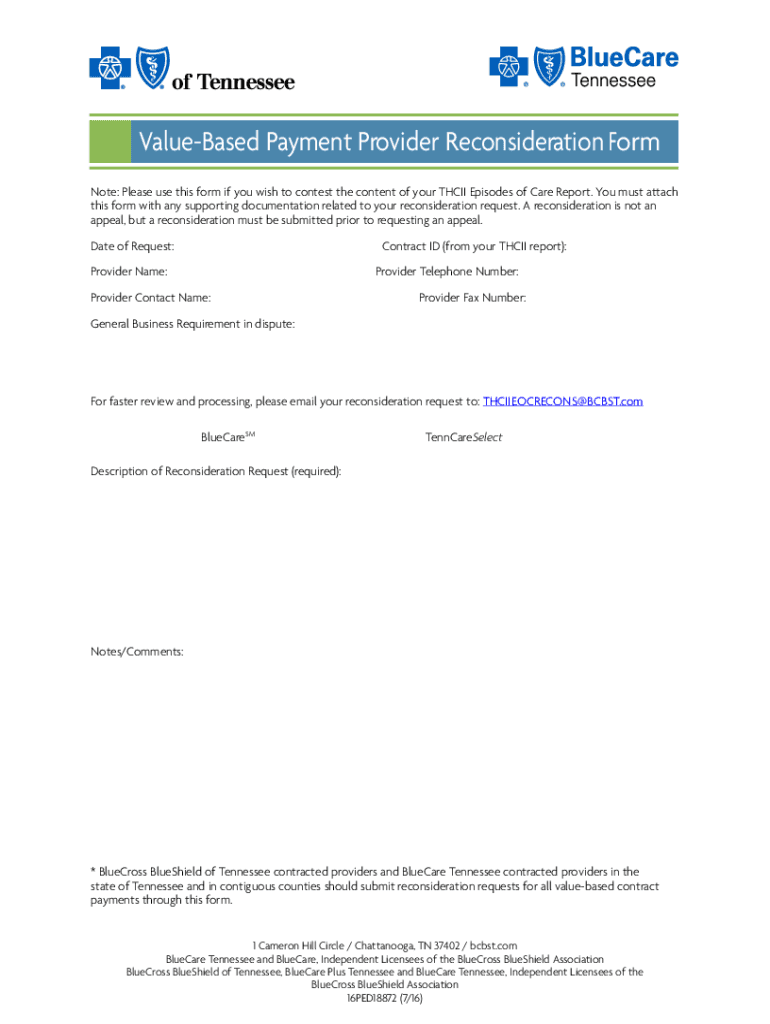 Fillable Online Value-Based Payment Provider Reconsideration Form - 508 ...
