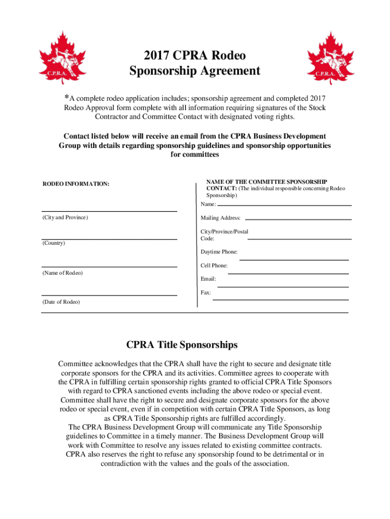 Fillable Online *A complete rodeo application includes; sponsorship ...