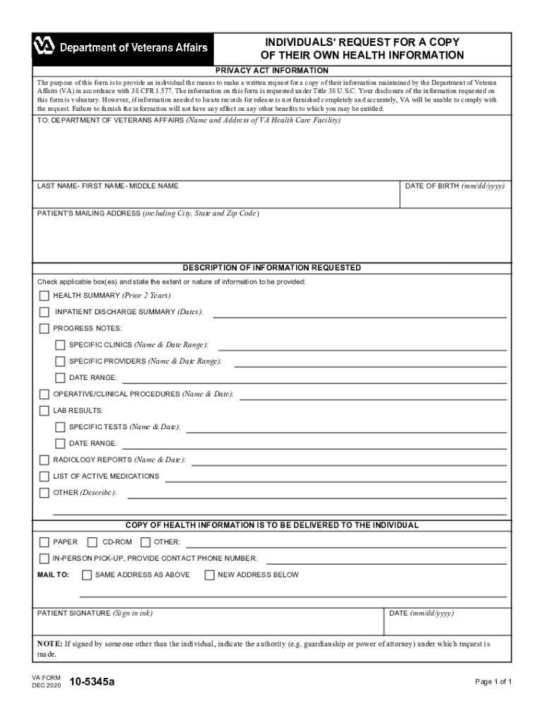 Va Form 10 5345a Fill Out Sign Online DocHub