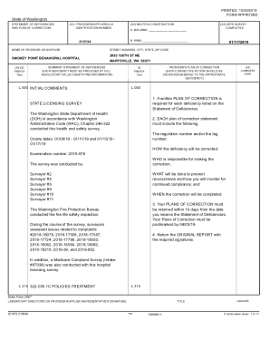 Fillable Online DEFICIENCY) TAG DATE COMPLETE (EACH CORRECTIVE ACTION ...