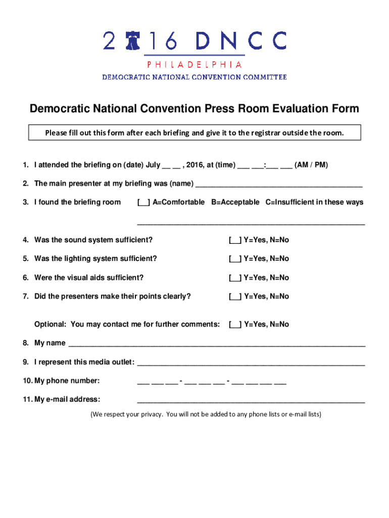 Fillable Online DNC Evaluation Form Fax Email Print - pdfFiller