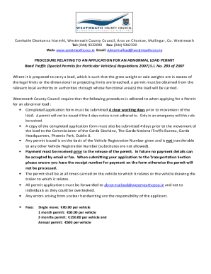 Fillable Online Abnormal Load Application Form - 2015 Fax Email Print ...