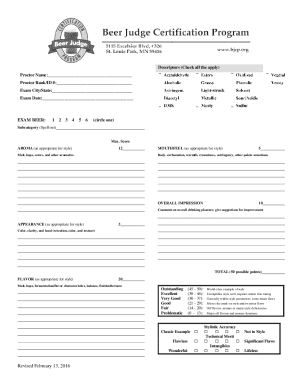 Fillable Online Beer Judging Examination Procedures - BJCP Fax Email ...