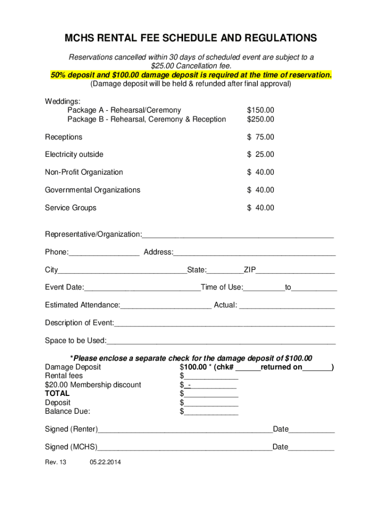 Fillable Online FEE SCHEDULE AND MCHC REGULATIONS Fax Email Print - pdfFiller