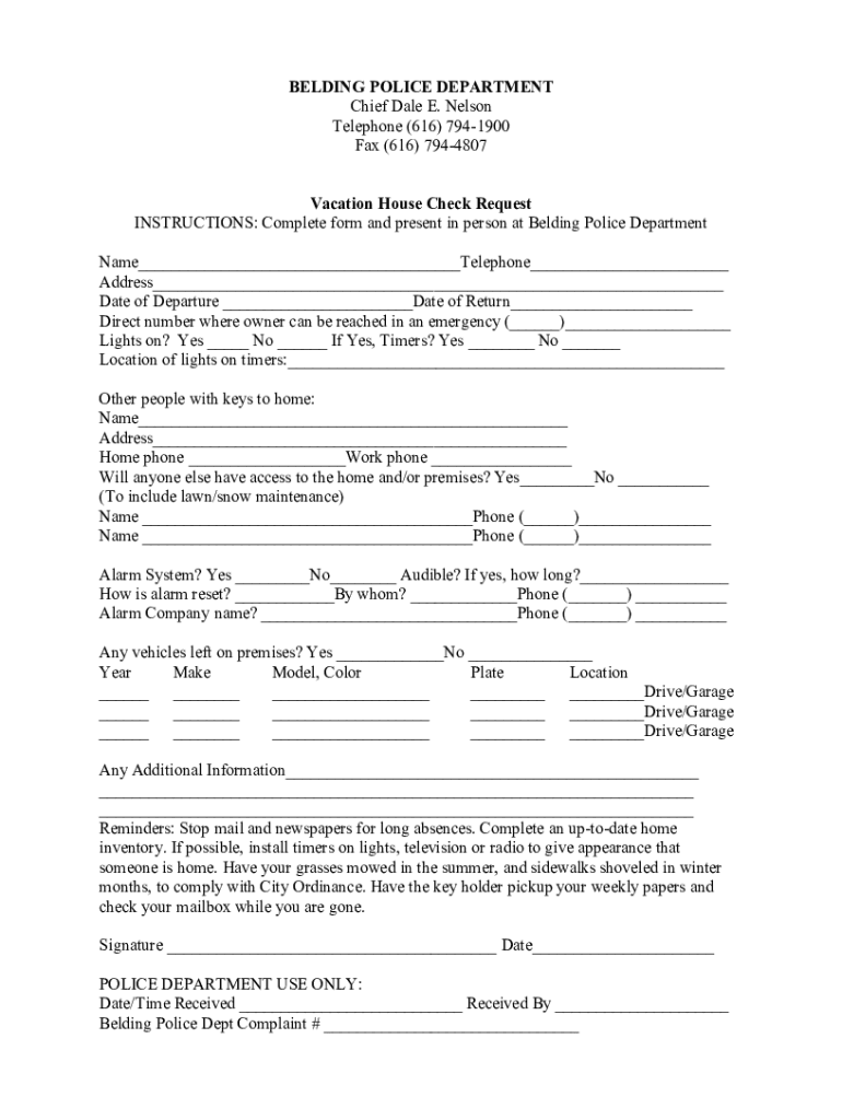 Fillable Online ci belding mi vacation check request.doc Fax Email ...