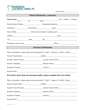 Fillable Online Fillable Online Patient History Form. Patient History ...