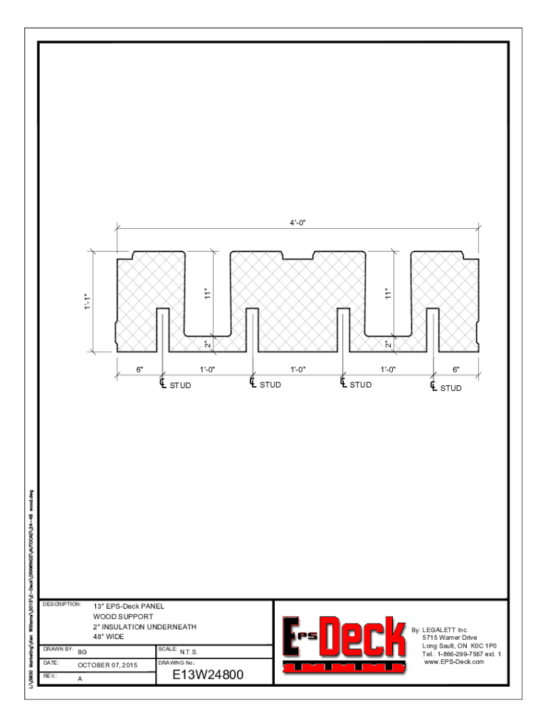 Fillable Online EPS-Deck Concrete Deck Forms - Technical Drawing - 13in ...