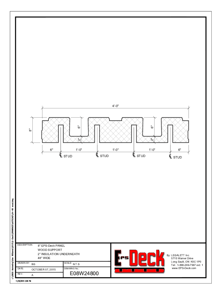 Fillable Online EPS-Deck Concrete Deck Forms - Technical Drawing - 6in ...