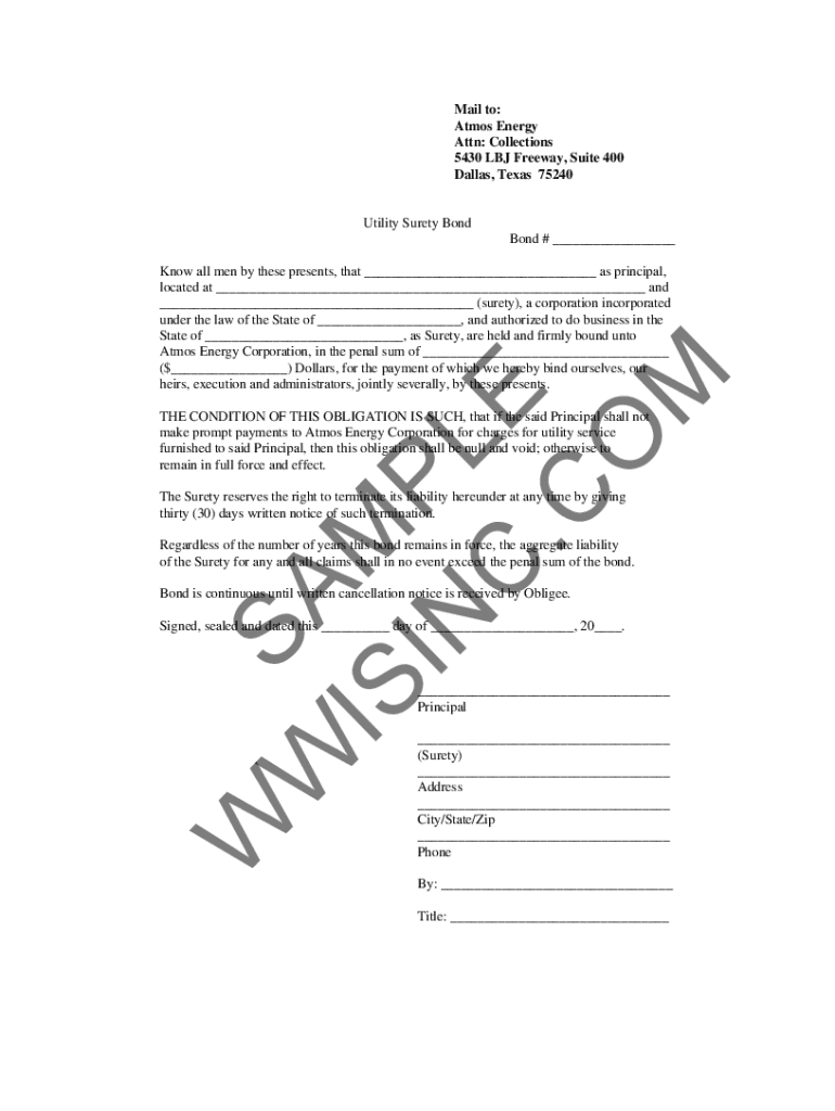 Fillable Online Utility Bond Lance Surety Bonds Fax Email Print - pdfFiller