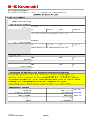 Fillable Online Customer Setup Form2020.xlsx Fax Email Print - pdfFiller