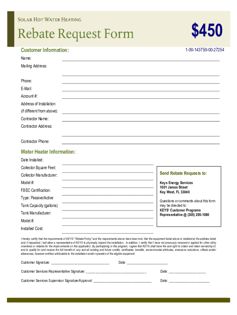 Fillable Online Solar Hot Water Heater Rebate Form Fax Email Print - pdfFiller