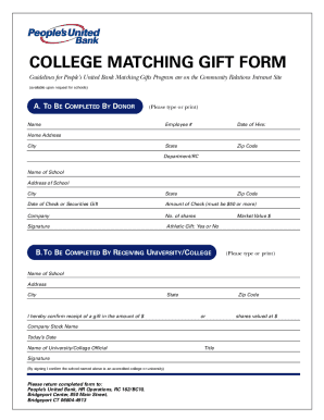 Fillable Online COLLEGE MATCHING GIFT FORM Fax Email Print - pdfFiller