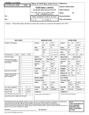 Fillable Online BLANK 60mm & FS70 BFRC BAY Order Form Fax Email Print ...