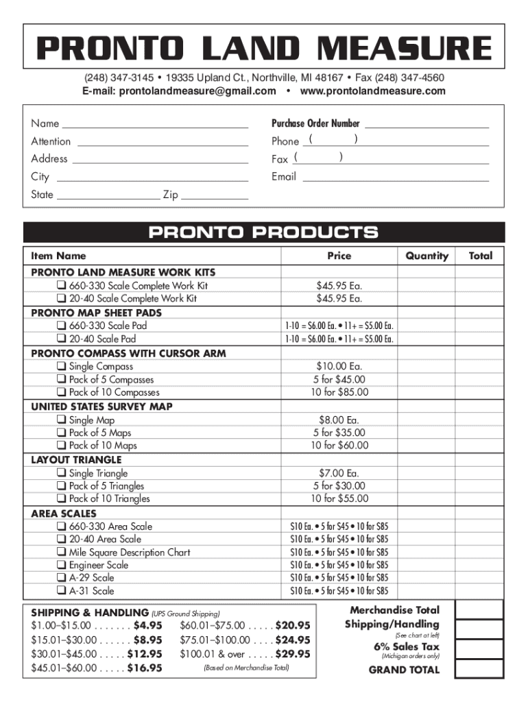 Fillable Online PRONTO LAND MEASURE Fax Email Print - pdfFiller