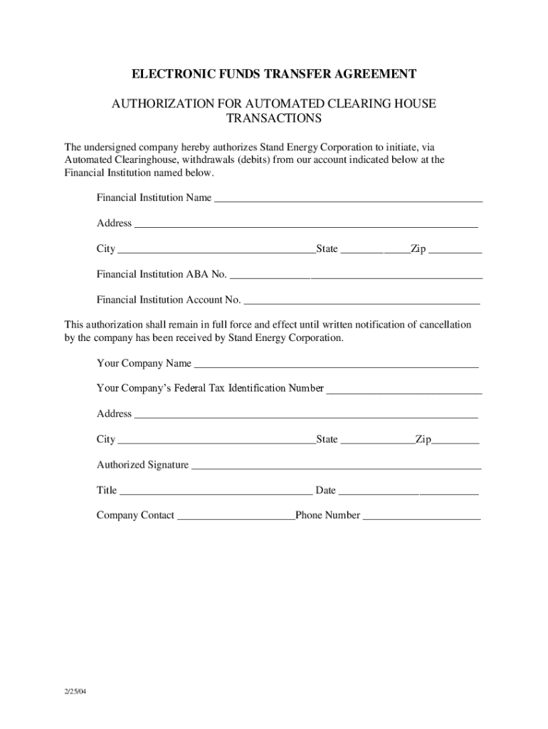 Fillable Online Electronic Funds Transfer Authorization - Emochila Fax ...
