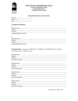 Fillable Online inside sou SOU Property Identification Form Fax Email ...