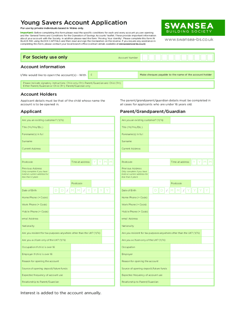Fillable Online SBS (F10) Young Savers Application Form v10 Fax Email ...