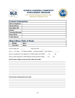 Fillable Online SCIENCE LEARNING COMMUNITY Fax Email Print - pdfFiller