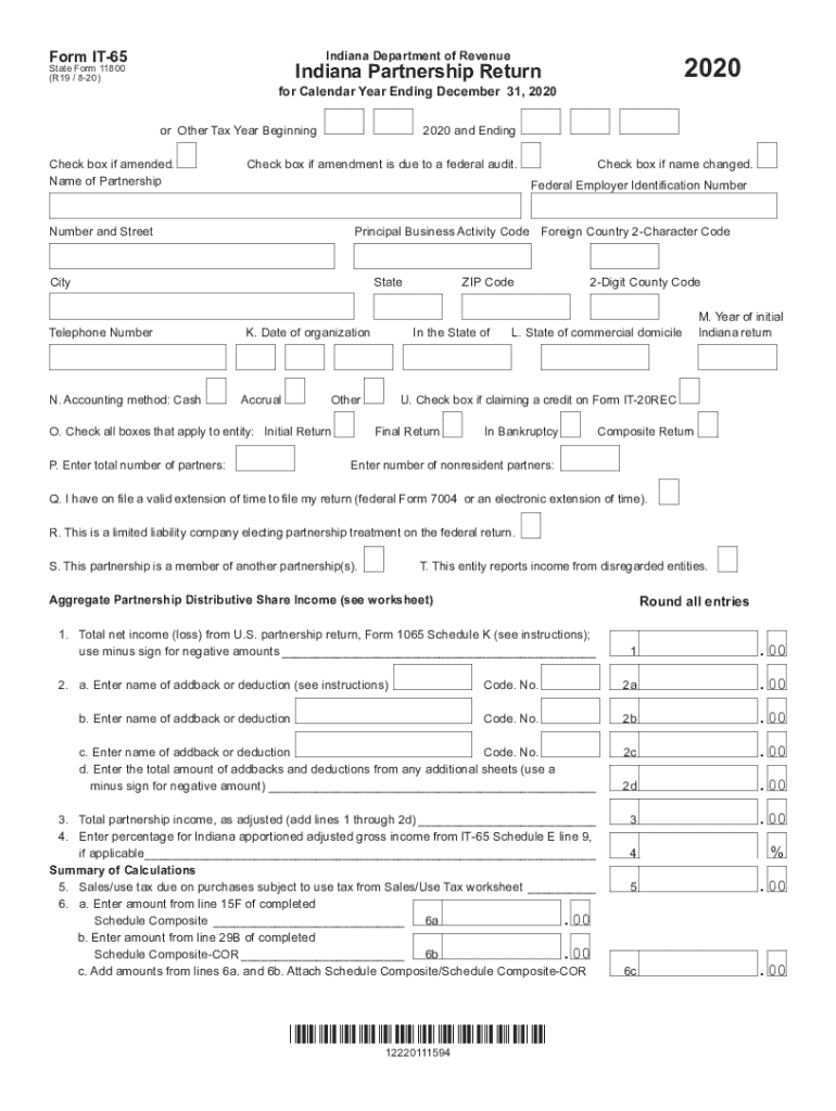 Fillable Online forms in Indiana Department of Revenue 2020 Indiana ...