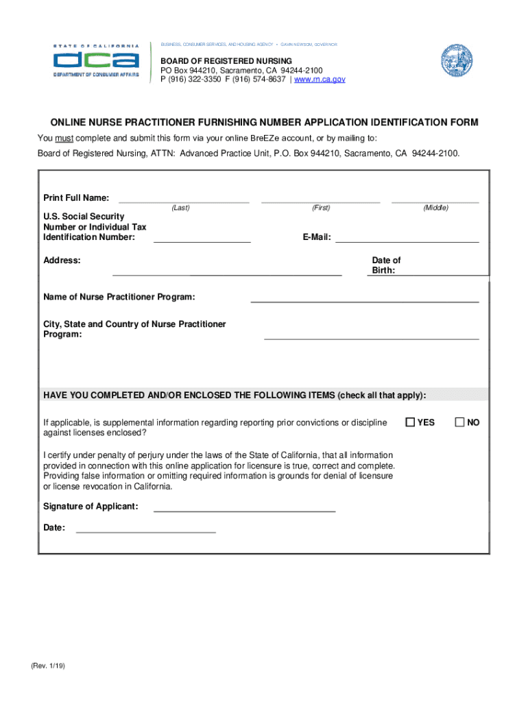 Online Nurse Practitioner Furnishing Number Application ID Form Online ...