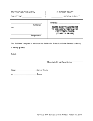 Fillable Online ujs sd Petition And Affidavit For A Protection Order ...