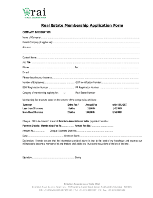 Fillable Online rai net Real Estate Membership Application Form Fax ...