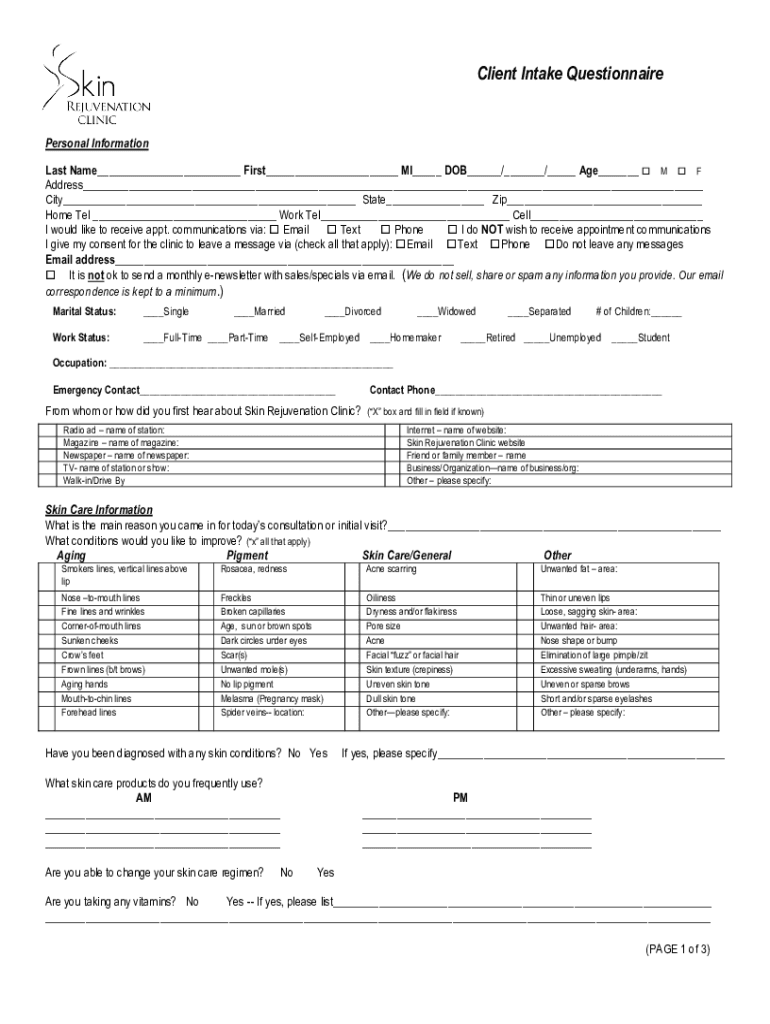 Fillable Online CLIENT INTAKE FORM - DIVORCE WITH CHILDREN Date: File ...