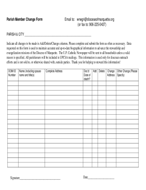 Fillable Online Parish Member Change Form Fax Email Print - pdfFiller