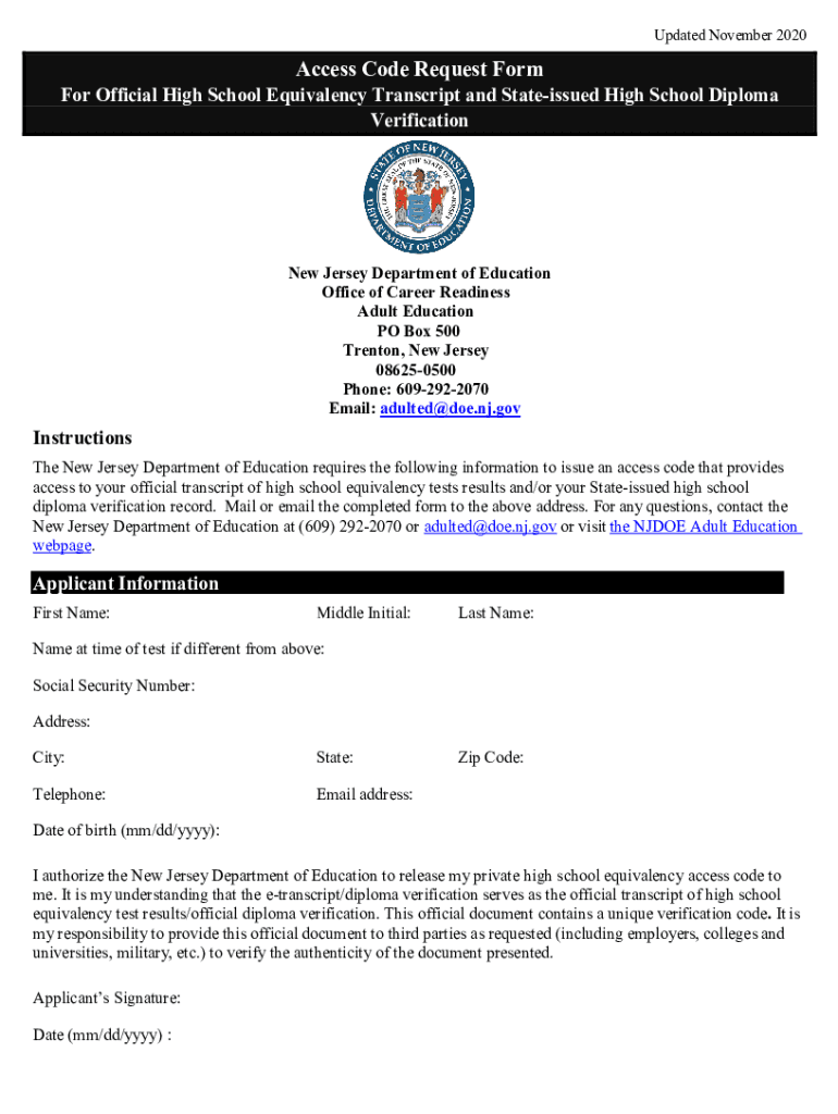 Fillable Online Access Code Request Form Fax Email Print - pdfFiller