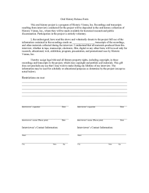 Fillable Online Oral History Release Form.docx Fax Email Print - pdfFiller
