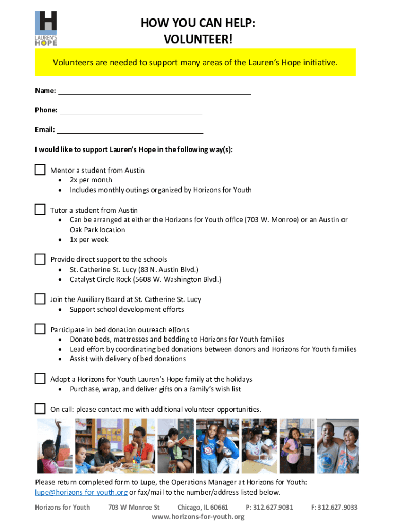 Fillable Online Volunteer Application Packet - Hope Village Fax Email ...