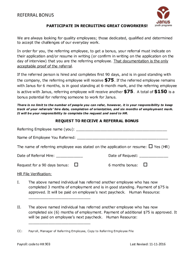 Fillable Online Employee referral reward email announcement template ...