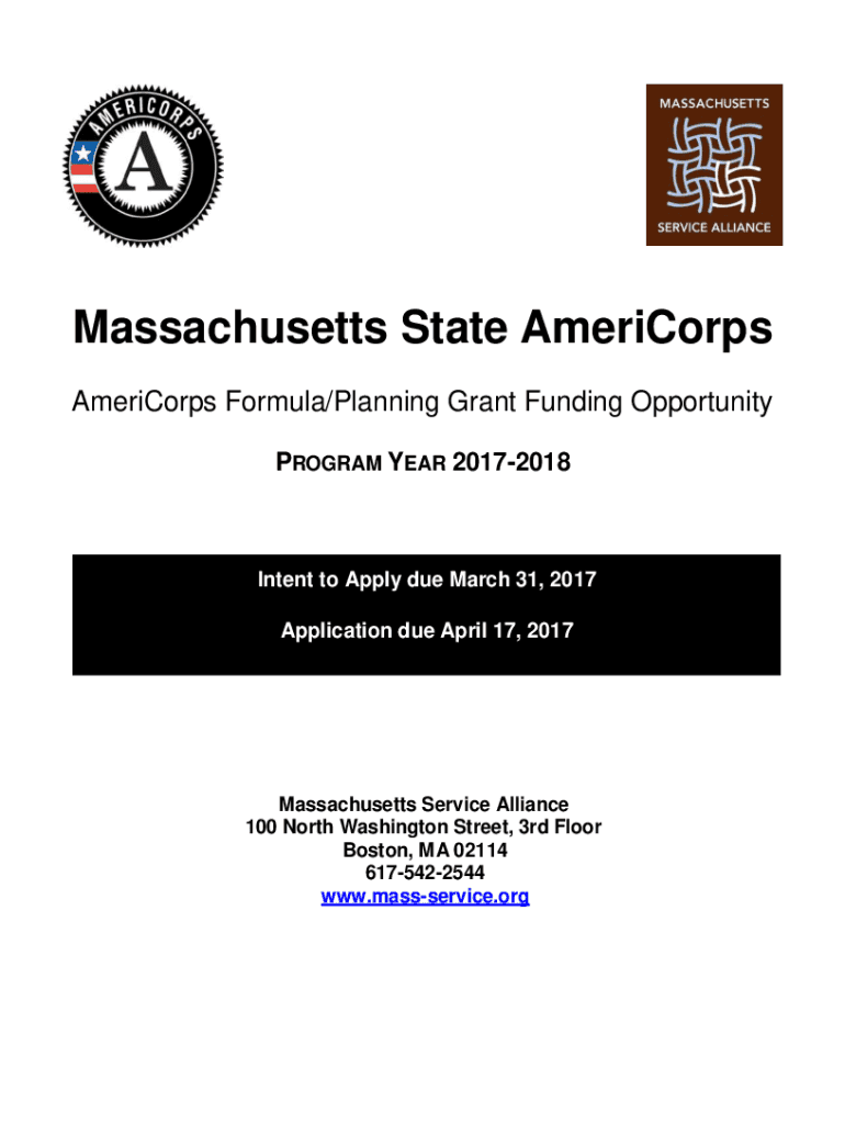 Fillable Online AmeriCorps Formula/Planning Grant Funding Opportunity ...
