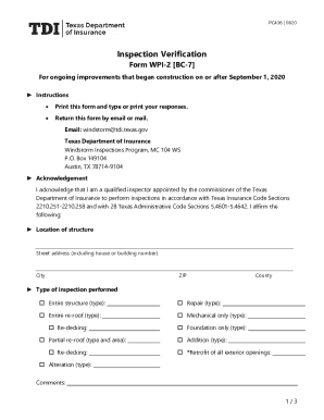 Fillable Online Fillable Online Inspection Verification. Form WPI-2-BC ...