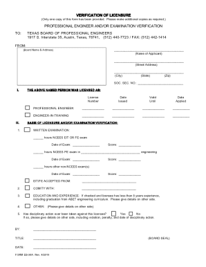 Fillable Online REFERENCE STATEMENT - Texas Board of Professional ...