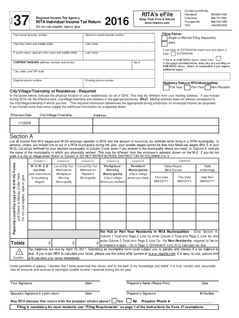 Fillable Online 2015 Form OH RITA 37 Fill Online, Printable, Fillable ...
