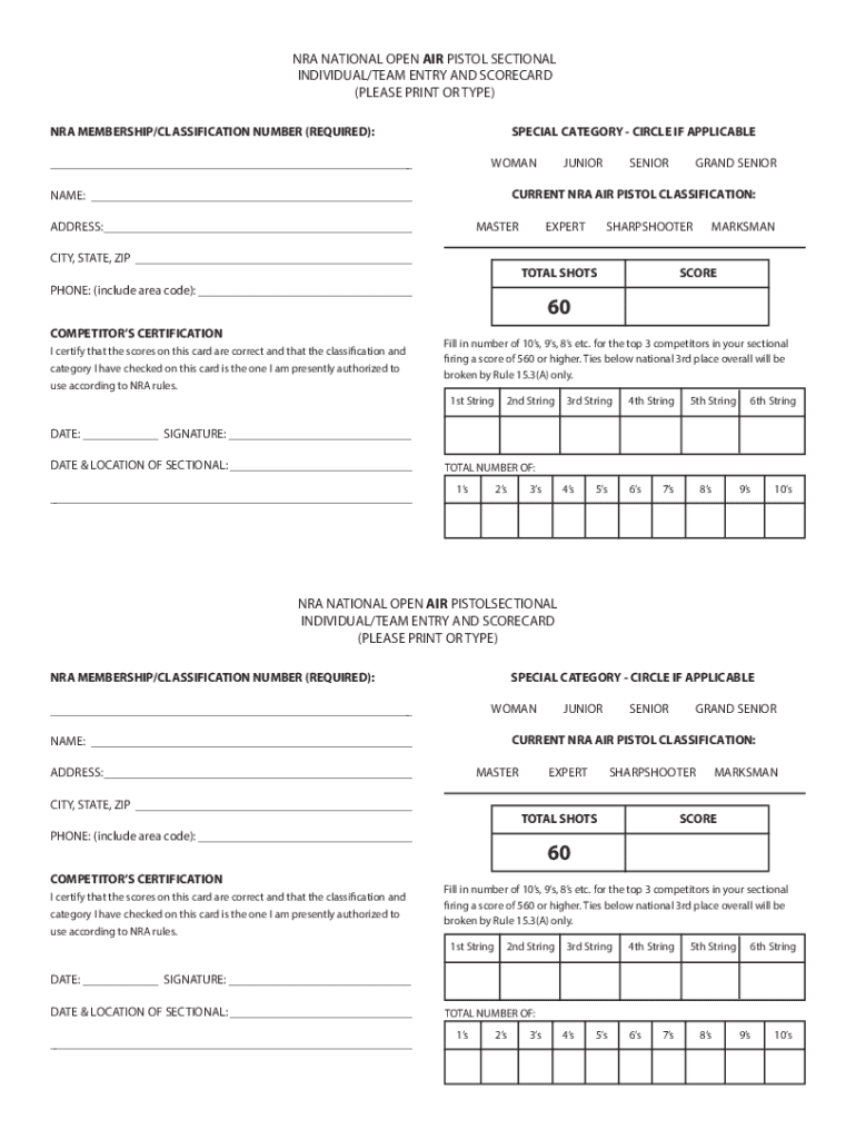 Fillable Online pistol-competition nra INTERNATIONAL AIR PISTOL REQUEST ...