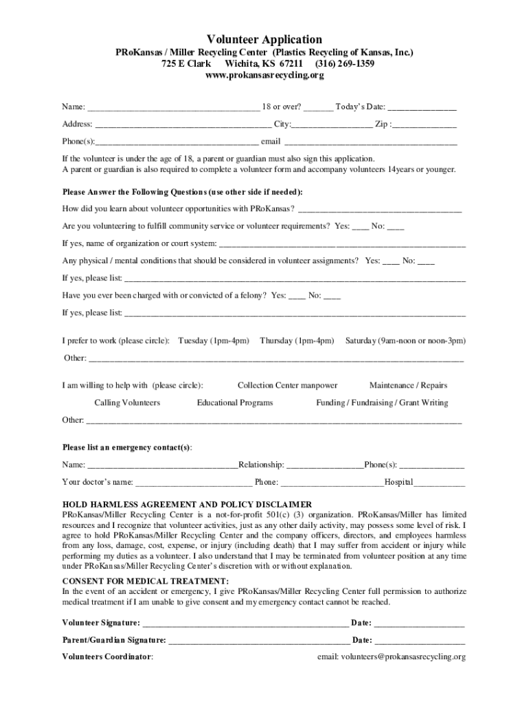 Fillable Online PRoKansas/Miller Recycling Center (Plastics Recycling ...