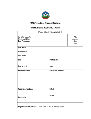 Fillable Online FTM Membership Application Form Fax Email Print - pdfFiller